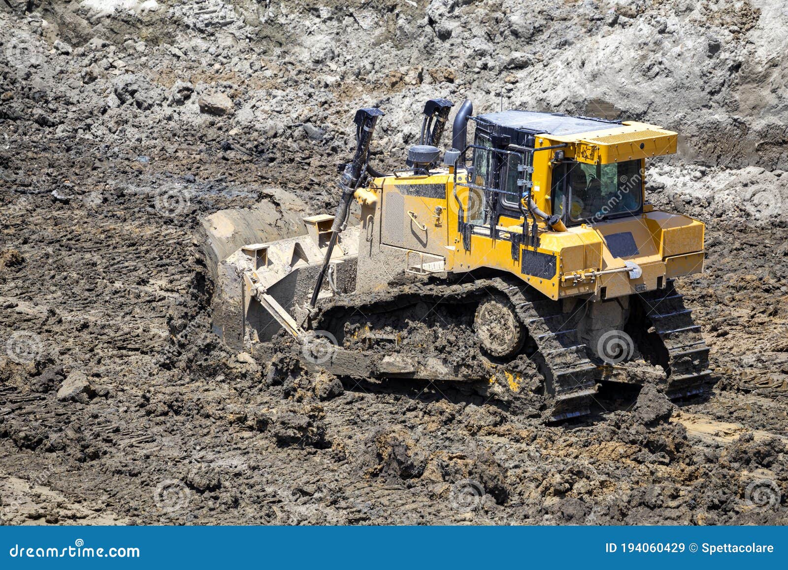 Bulldozer work stock image. Image of earthwork, loader - 194060429