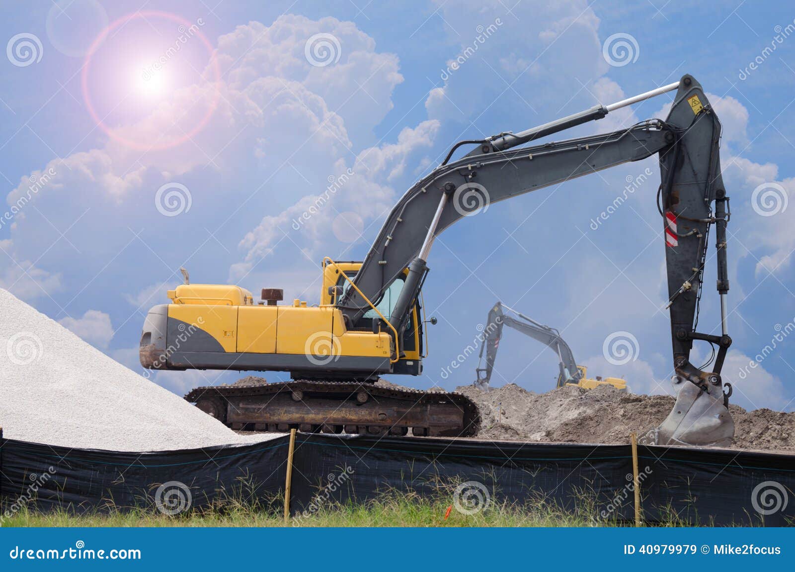 Bulldozer at work digging stock image. Image of barrier - 40979979