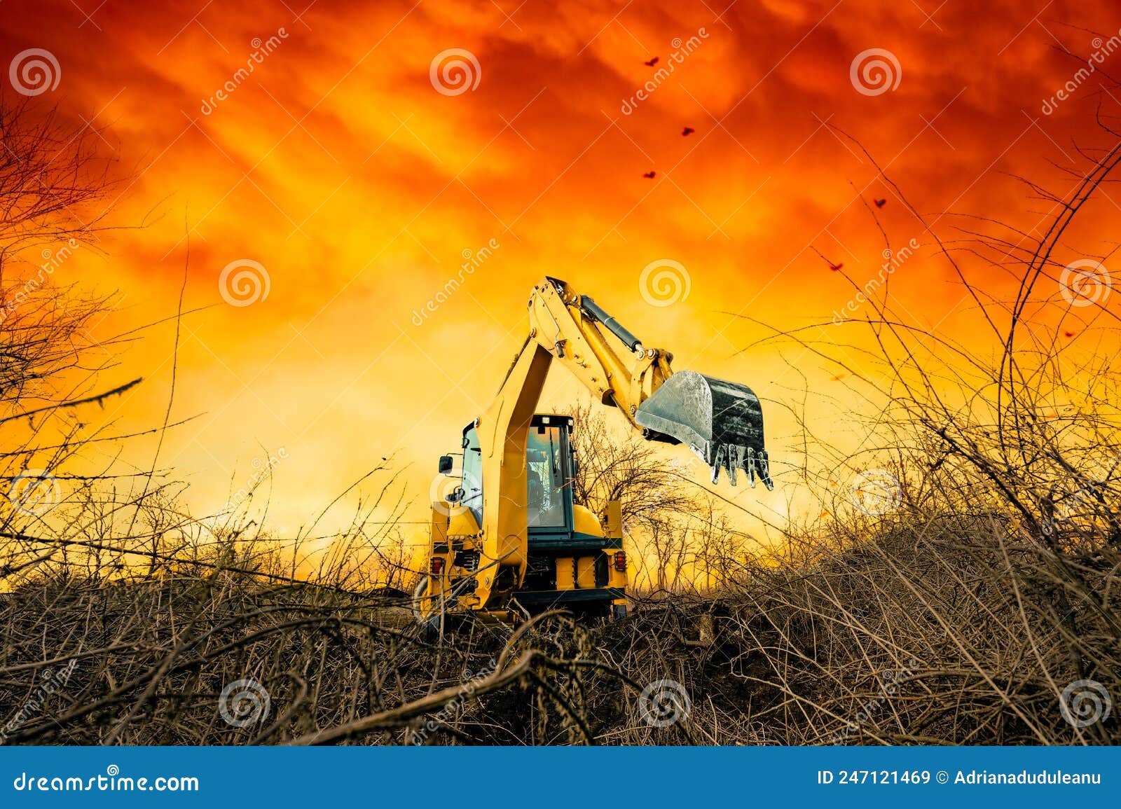 Bulldozer at Work at Sunset Stock Image - Image of earth, mover: 247121469