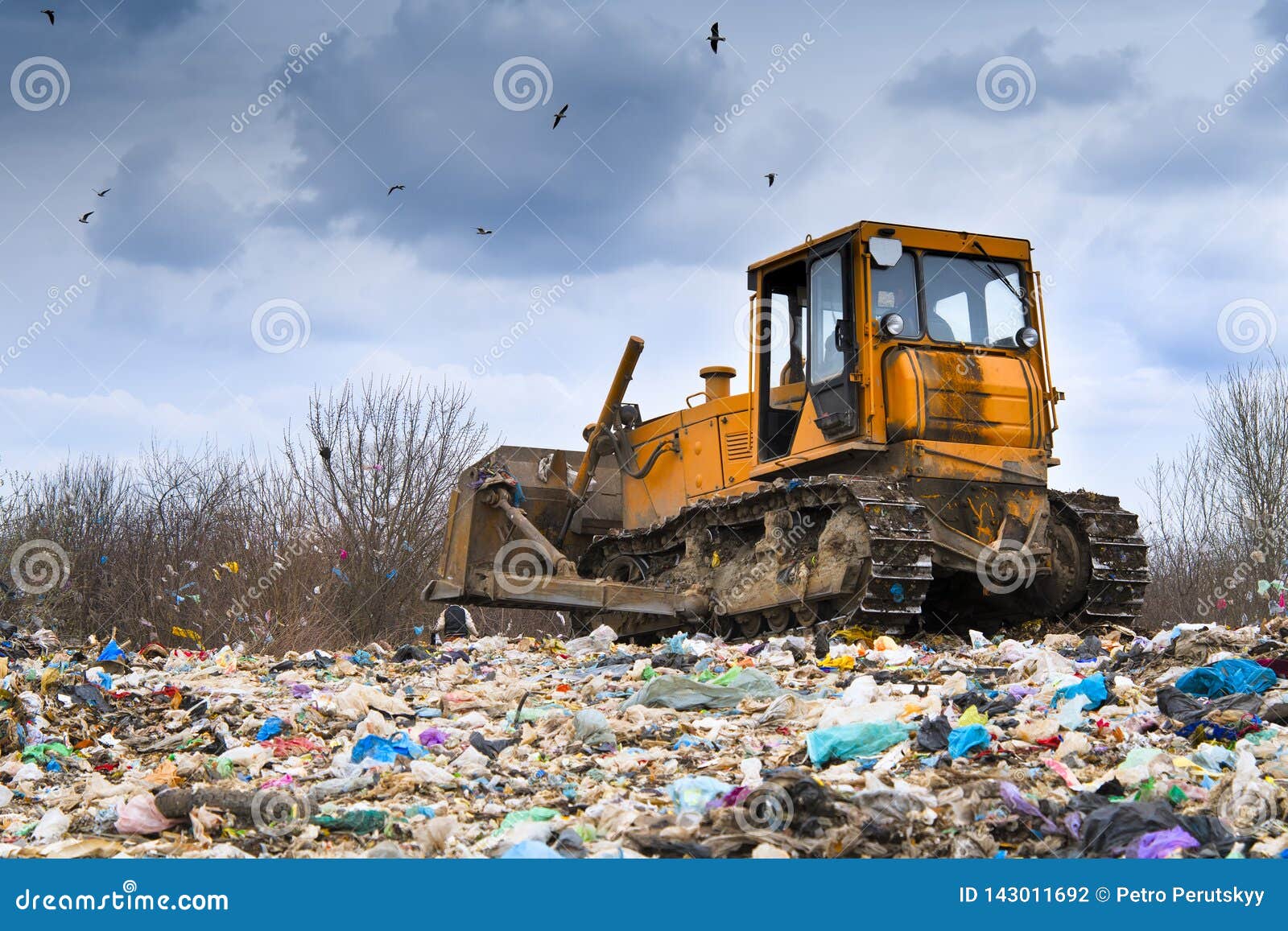 Bulldozer working stock photo. Image of trash, compactors - 143011692