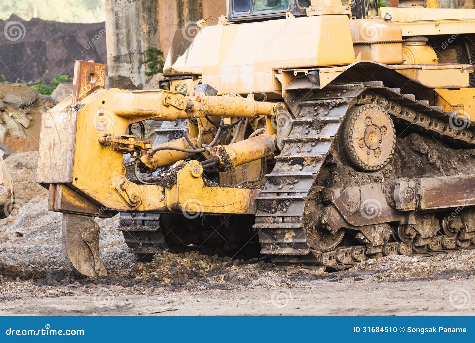 Bulldozer working stock photo. Image of caterpillar, dirtwork - 31684510