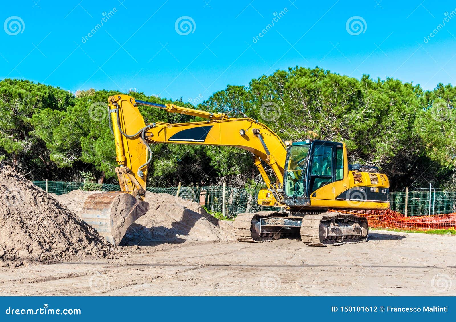 Bulldozer Working Near a Forest Stock Photo - Image of outdoor, scoop ...