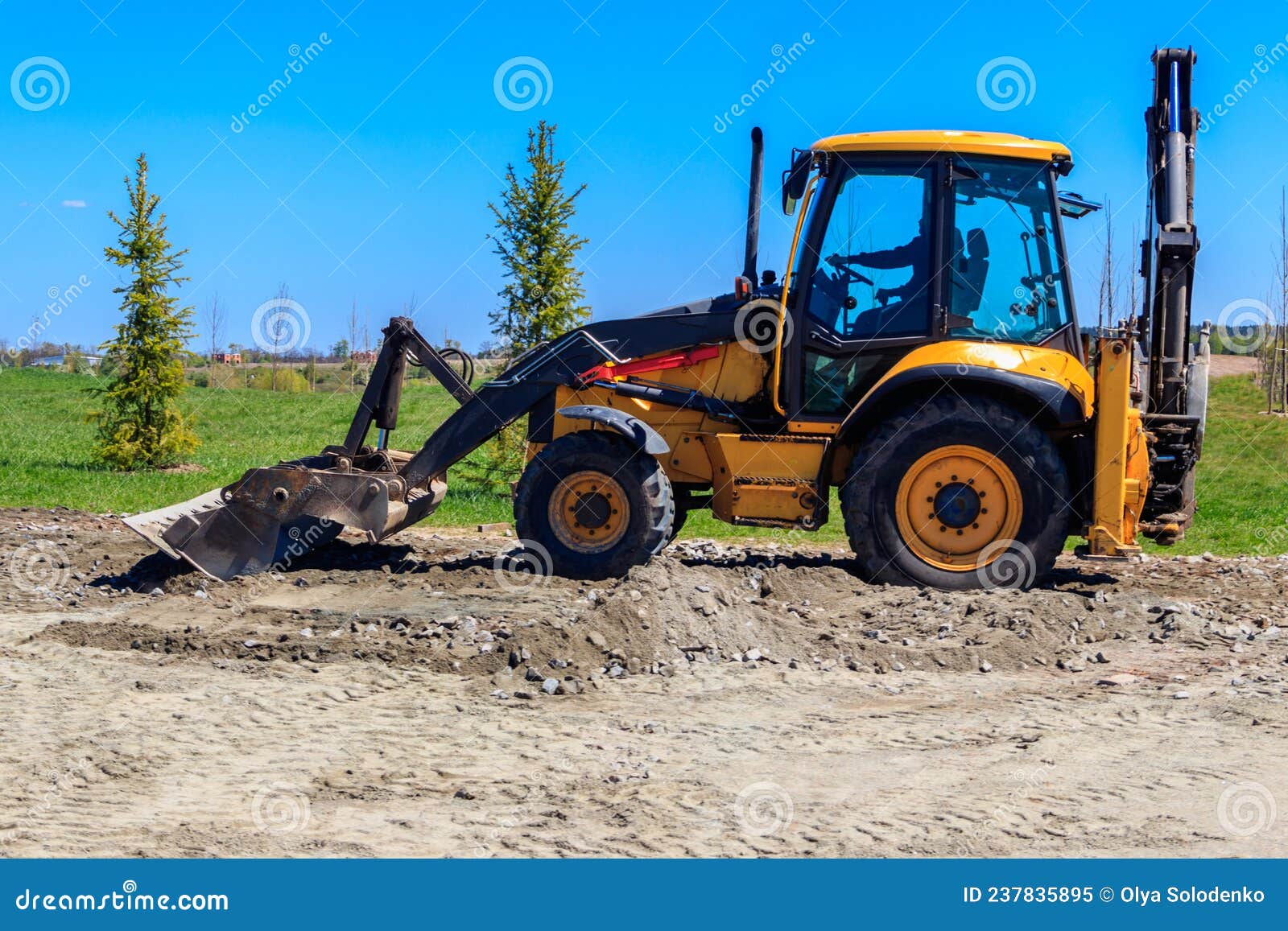 Bulldozer Working on Road Construction Site Editorial Image - Image of ...
