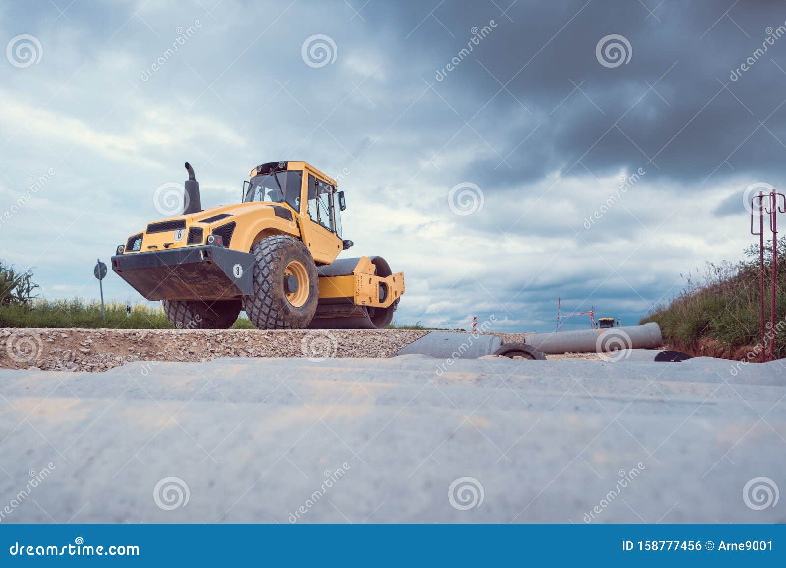 Bulldozer Working on Sewer Construction Stock Photo - Image of ...