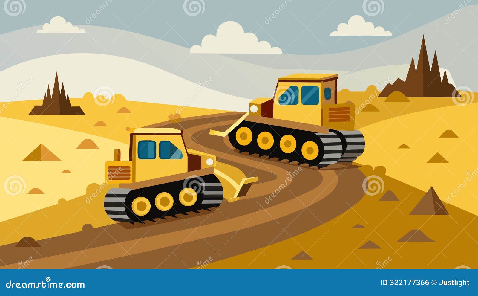 The Bulldozers Tracks Leave Deep Imprints In The Dirt As It Plows ...