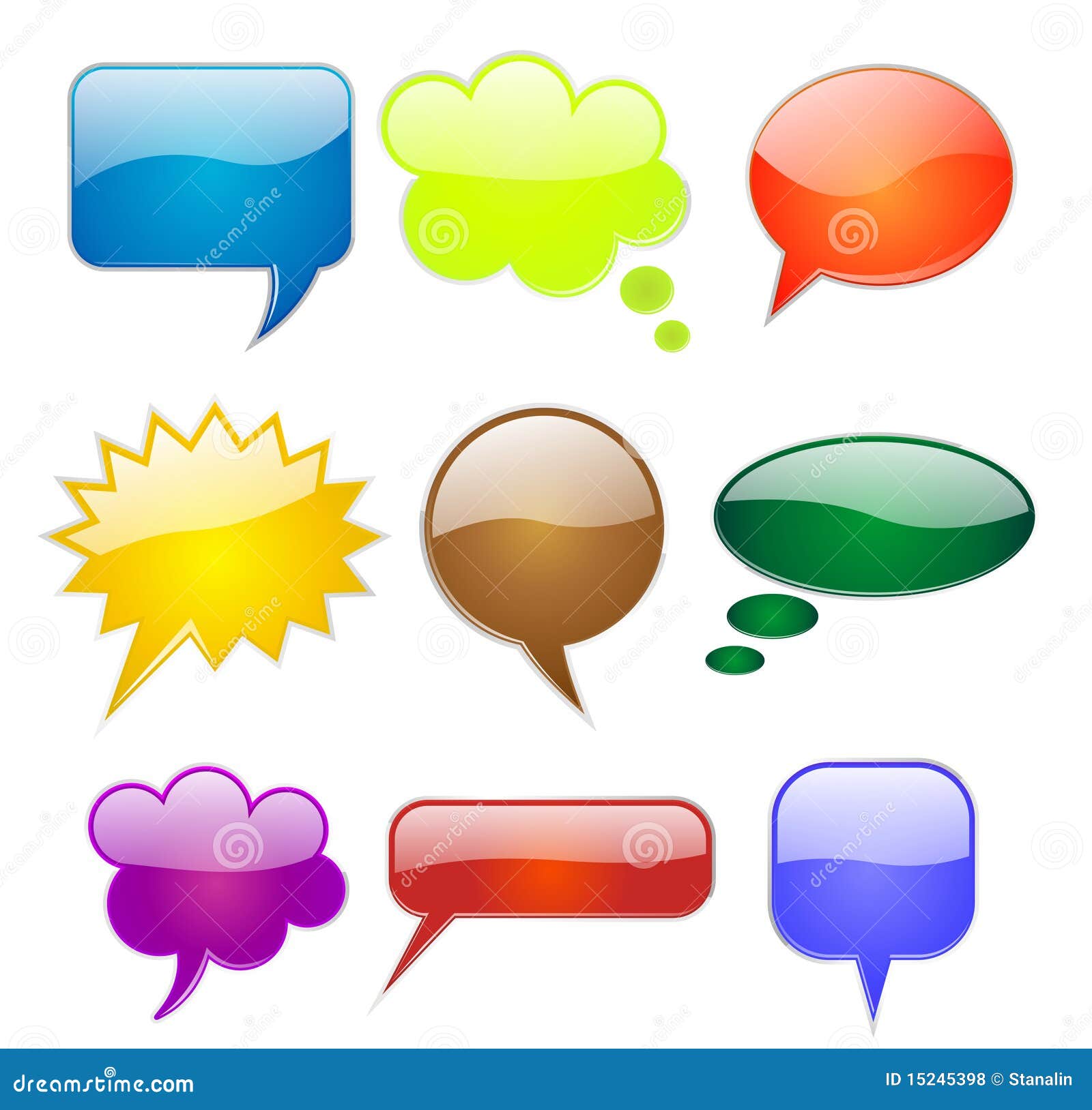 Bulles De La Parole Dans Diverses Formes Et Couleurs Illustration de ...