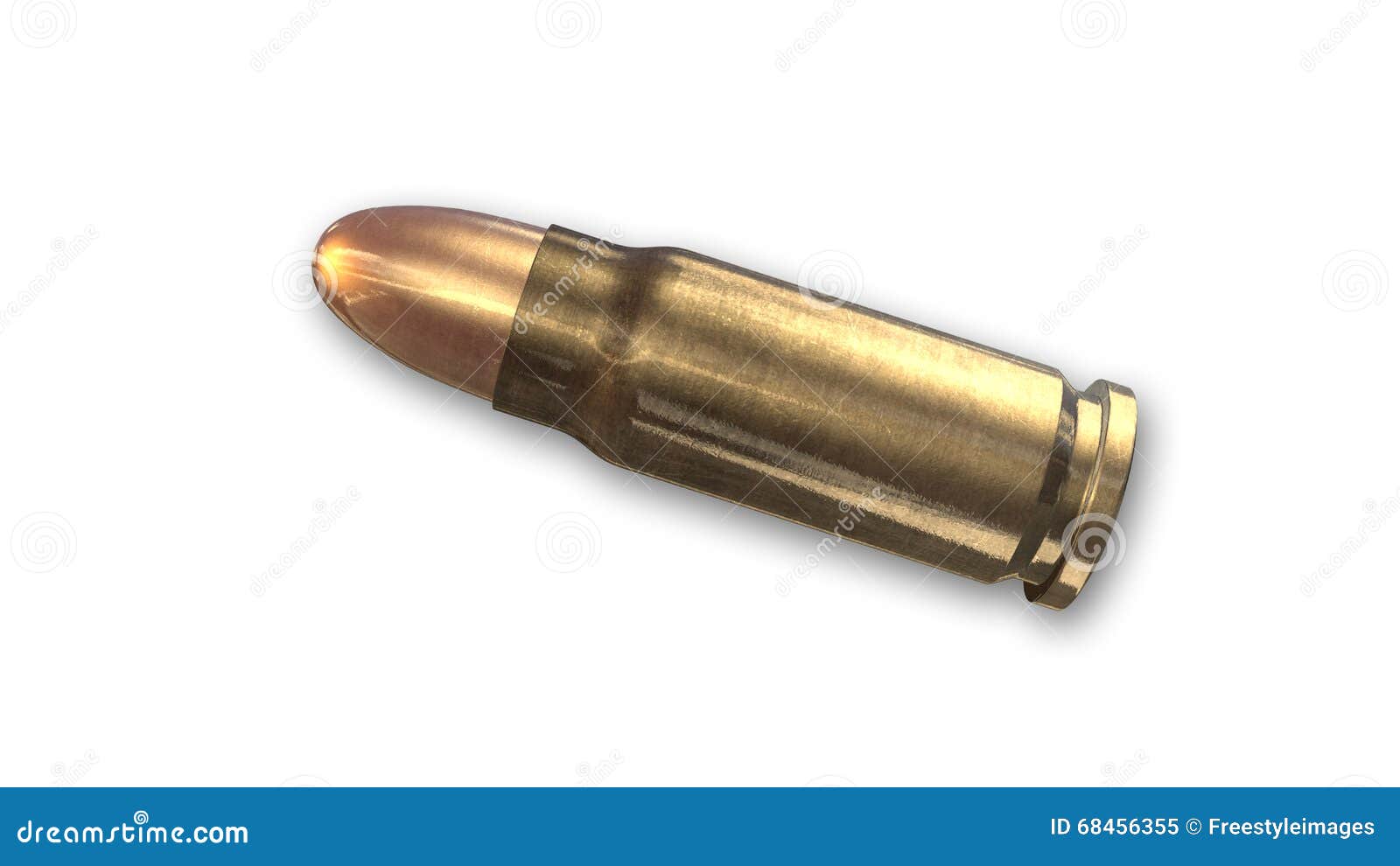 Bullet, Ammunition Isolated on White, Side View Stock Illustration ...