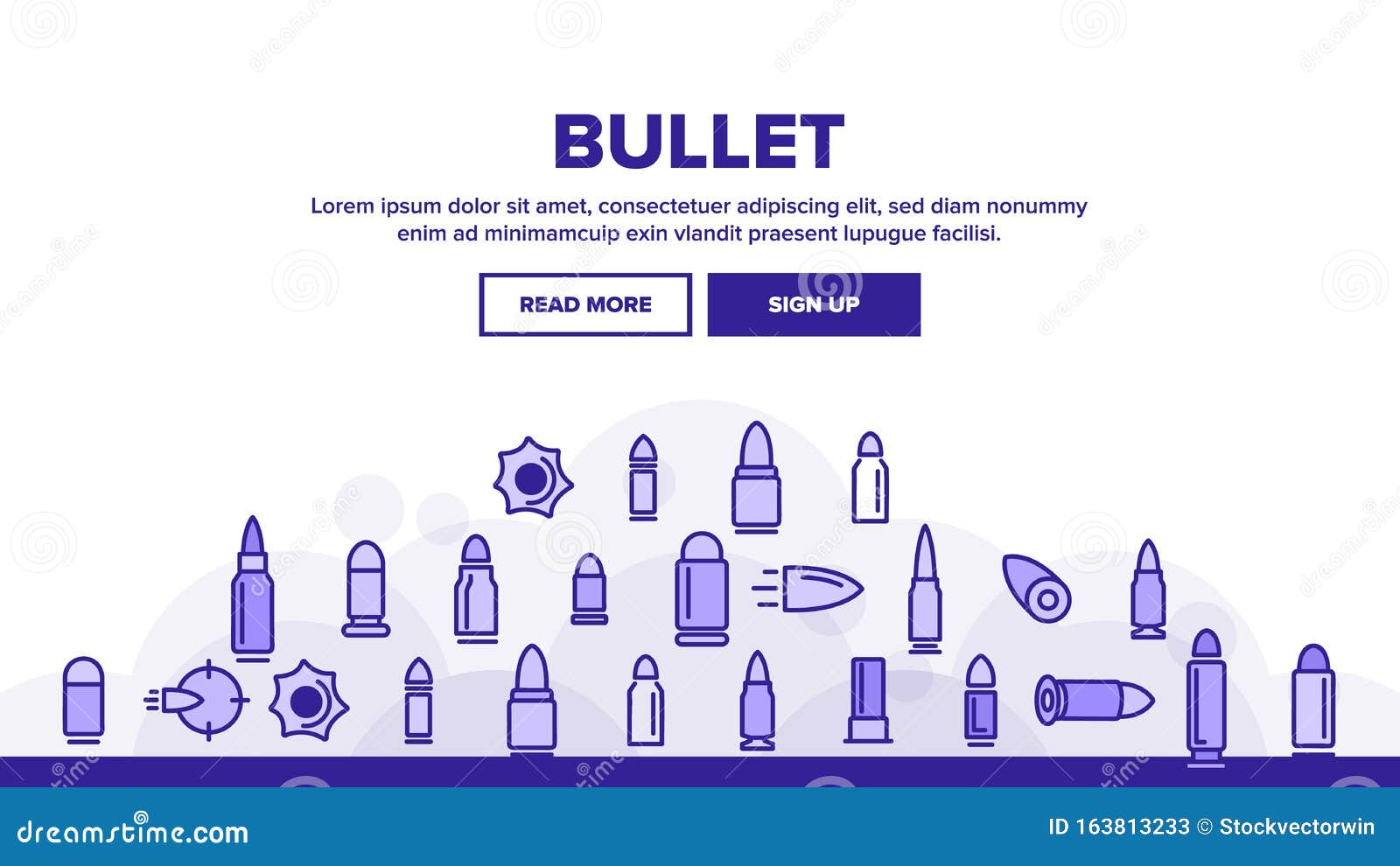 Bullet Ammunition Landing Header Vector Stock Vector - Illustration of ...