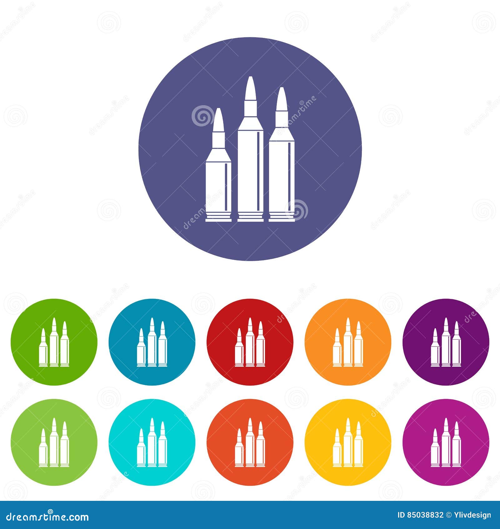 Bullet Ammunition Set Icons Stock Vector - Illustration of pistol ...