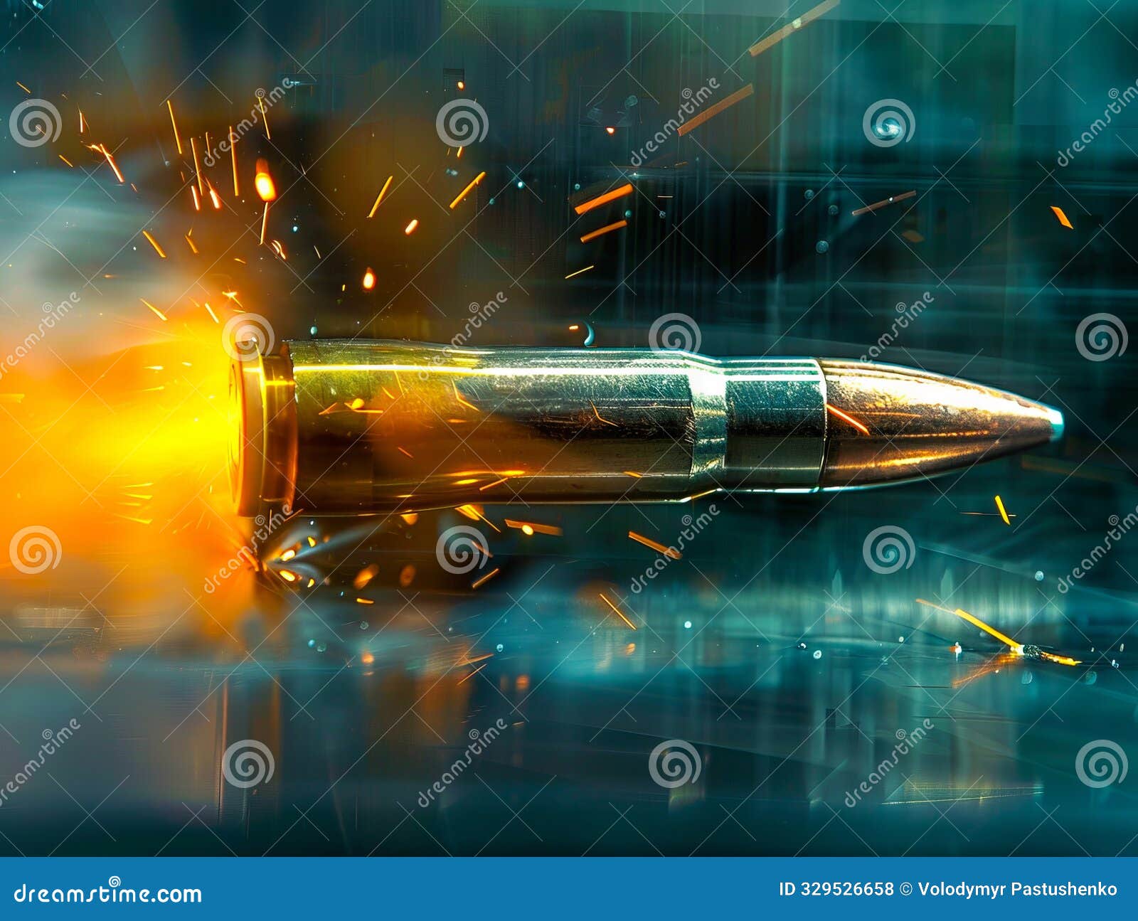A Bullet is Being Fired with Sparks Stock Photo - Image of generated ...
