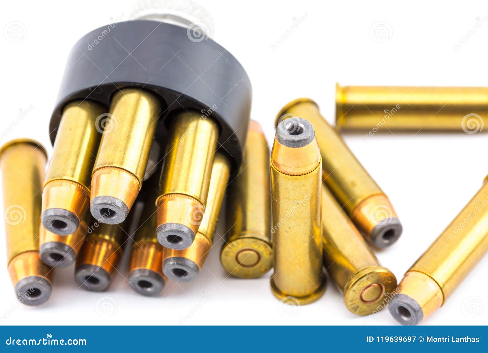 357 Bullet Cartridges with Speed Loader Stock Image - Image of revolver ...