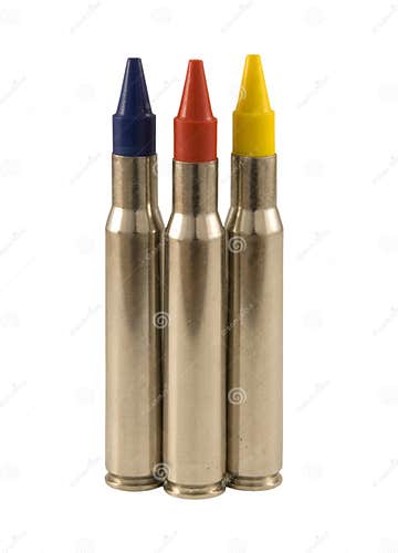 Bullet crayons stock image. Image of shooting, colors - 14997199