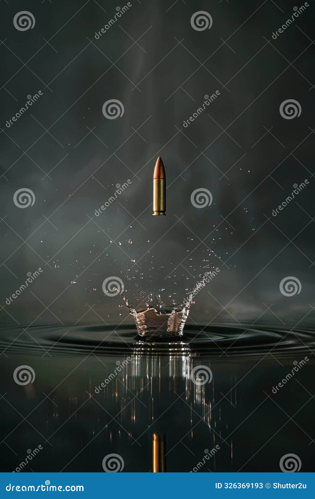 A Bullet in Dramatic Slow Motion Creating Ripples in the Air Set ...