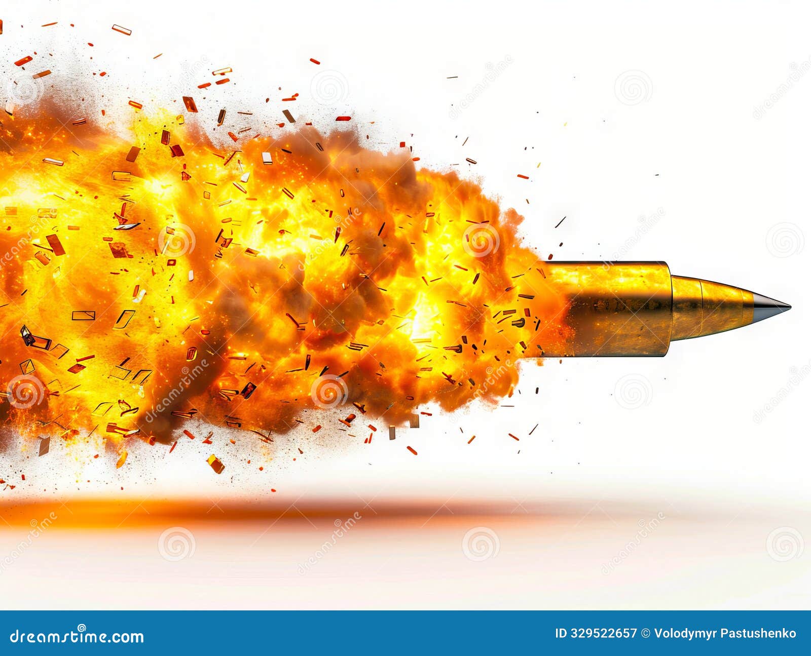 A Bullet Exploding Out of a Bullet on a White Background Stock Image ...