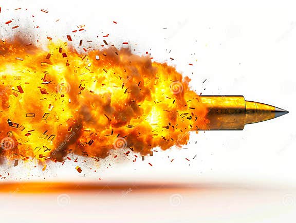 A Bullet Exploding Out of a Bullet on a White Background Stock Image ...