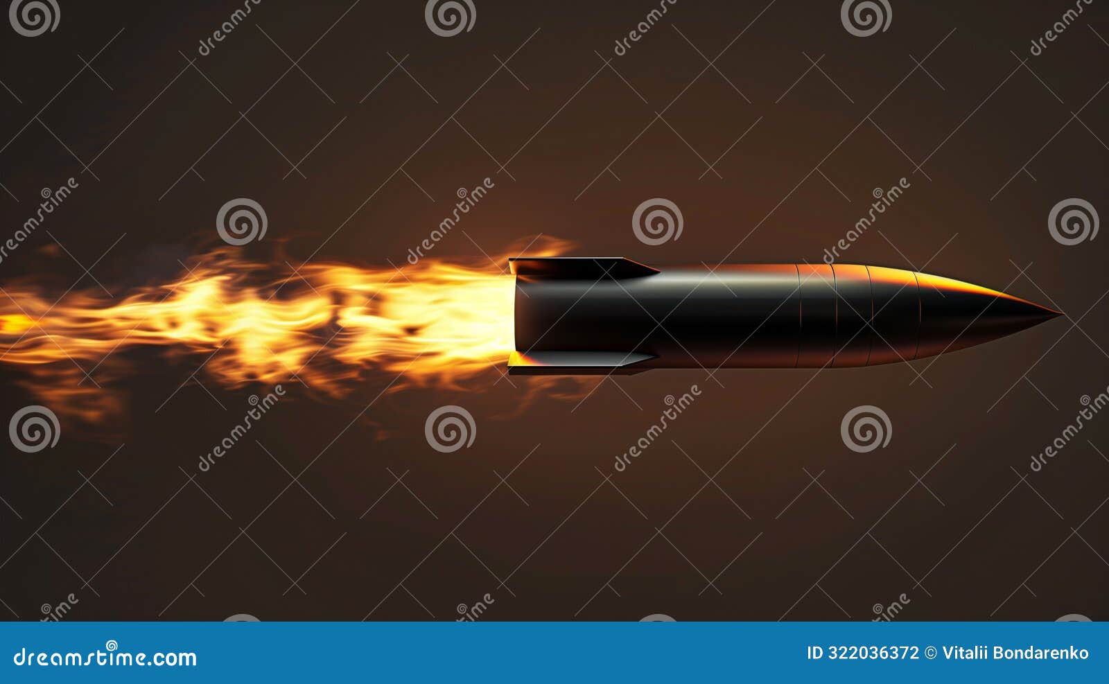 Bullet in Fire on a Dark Background. 3d Illustration. Stock ...