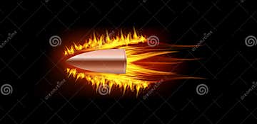 Bullet with fire flame stock vector. Illustration of metal - 33555953