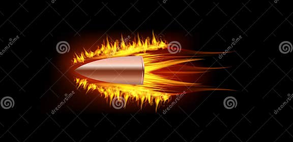 Bullet with fire flame stock vector. Illustration of metal - 33555953