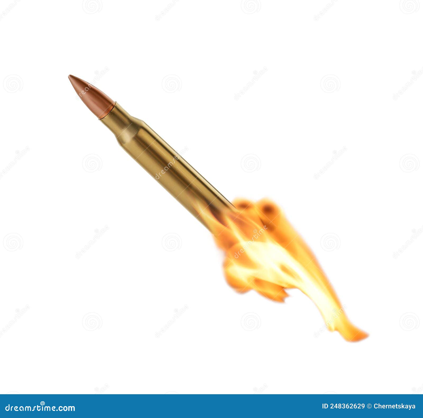 Bullet with Flames Flying on White Background Stock Image - Image of ...