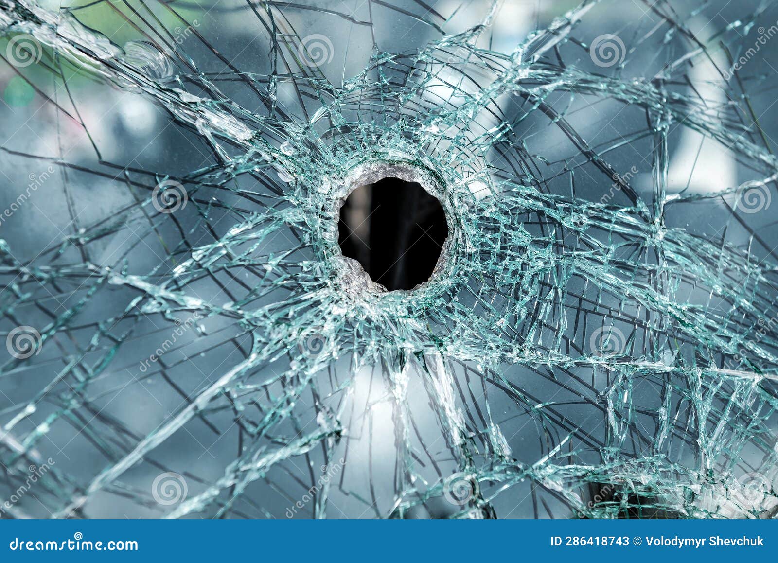 Bullet Hole in Broken Windshield Glass Stock Image - Image of cracked ...