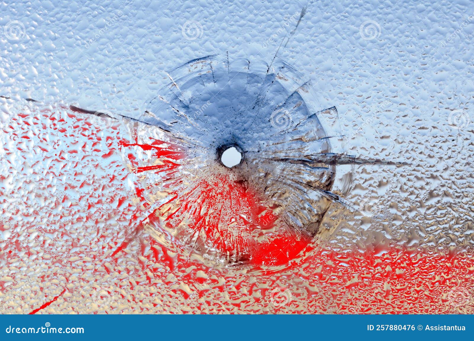Bullet Hole in Broken Glass and Blood Stock Photo - Image of hole ...