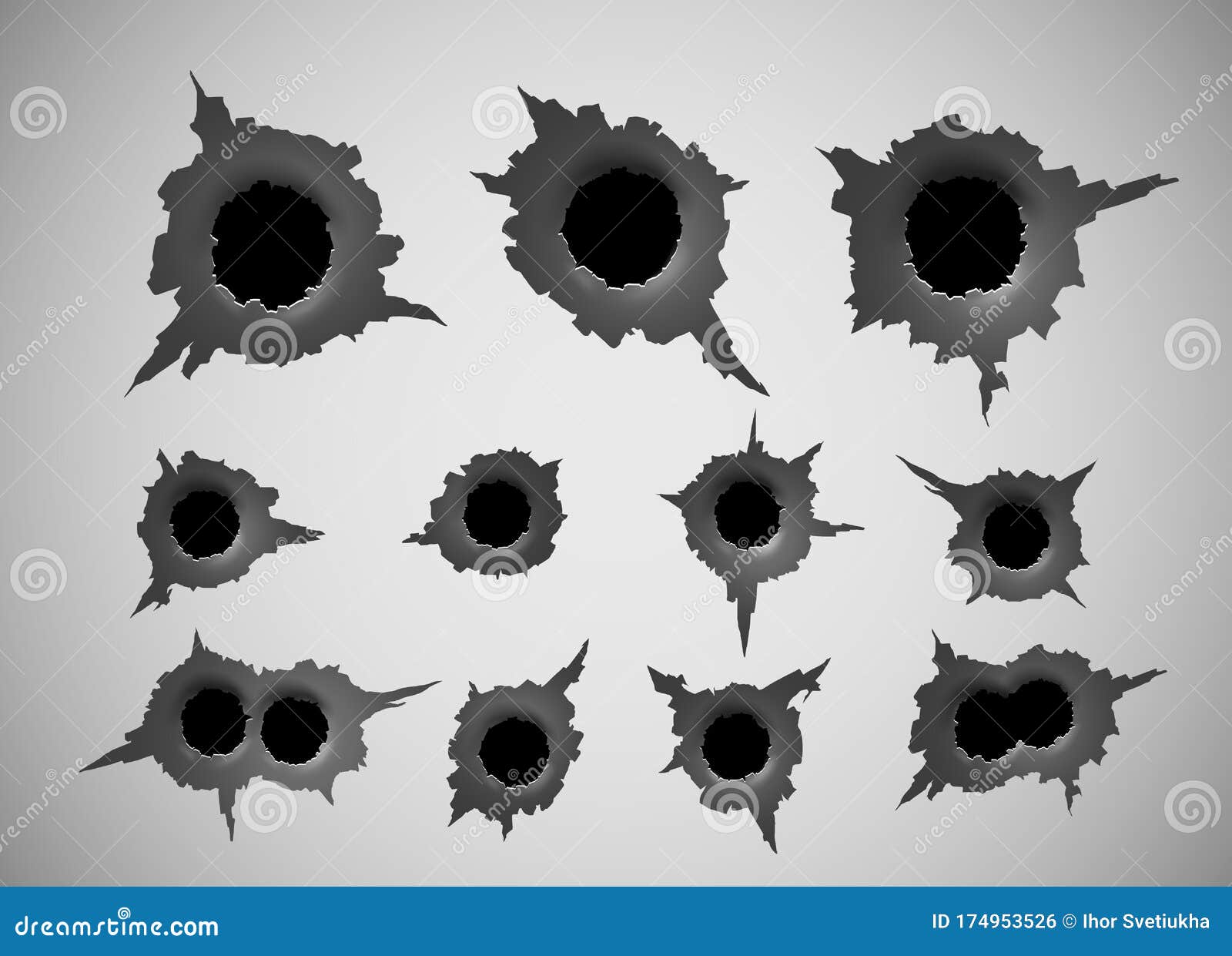 Bullet Hole. Damage and Cracks on Surface from Bullet Stock Vector ...