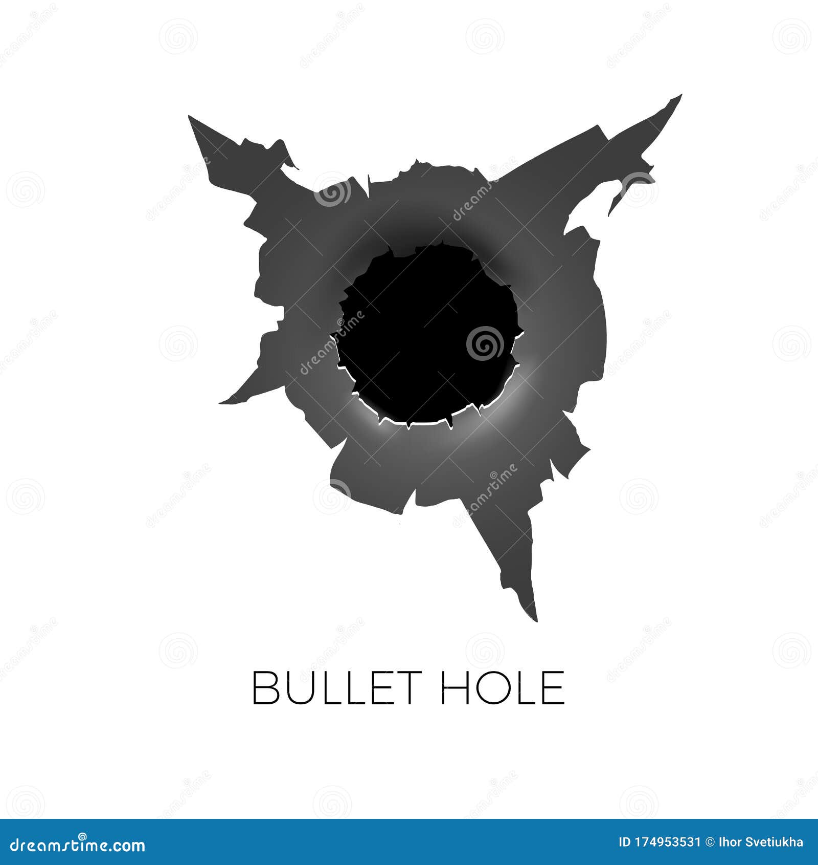 Bullet Hole. Damage And Cracks On Surface From Bullet. Vector ...