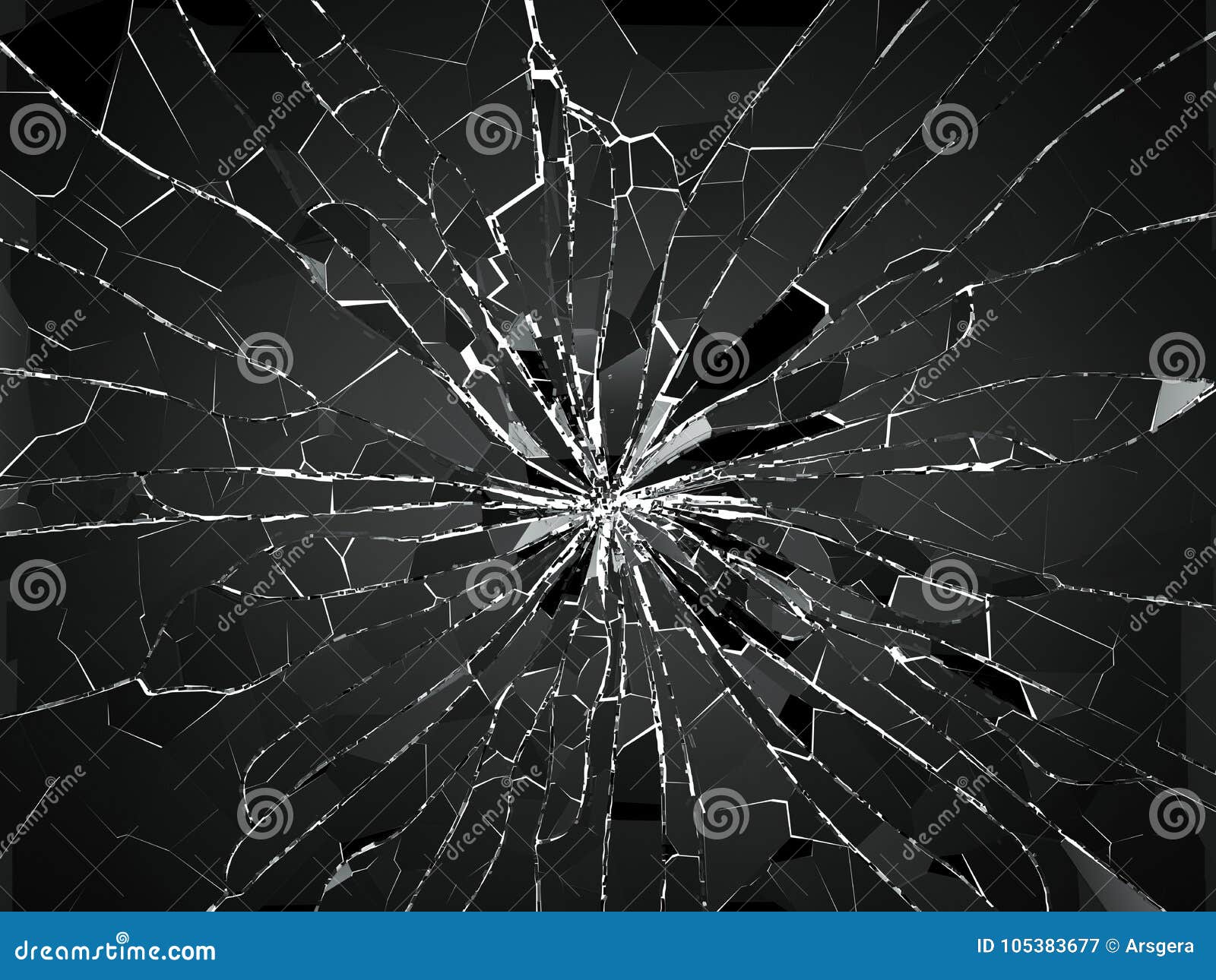 Bullet Hole and Pieces of Shattered or Smashed Glass Stock Illustration ...