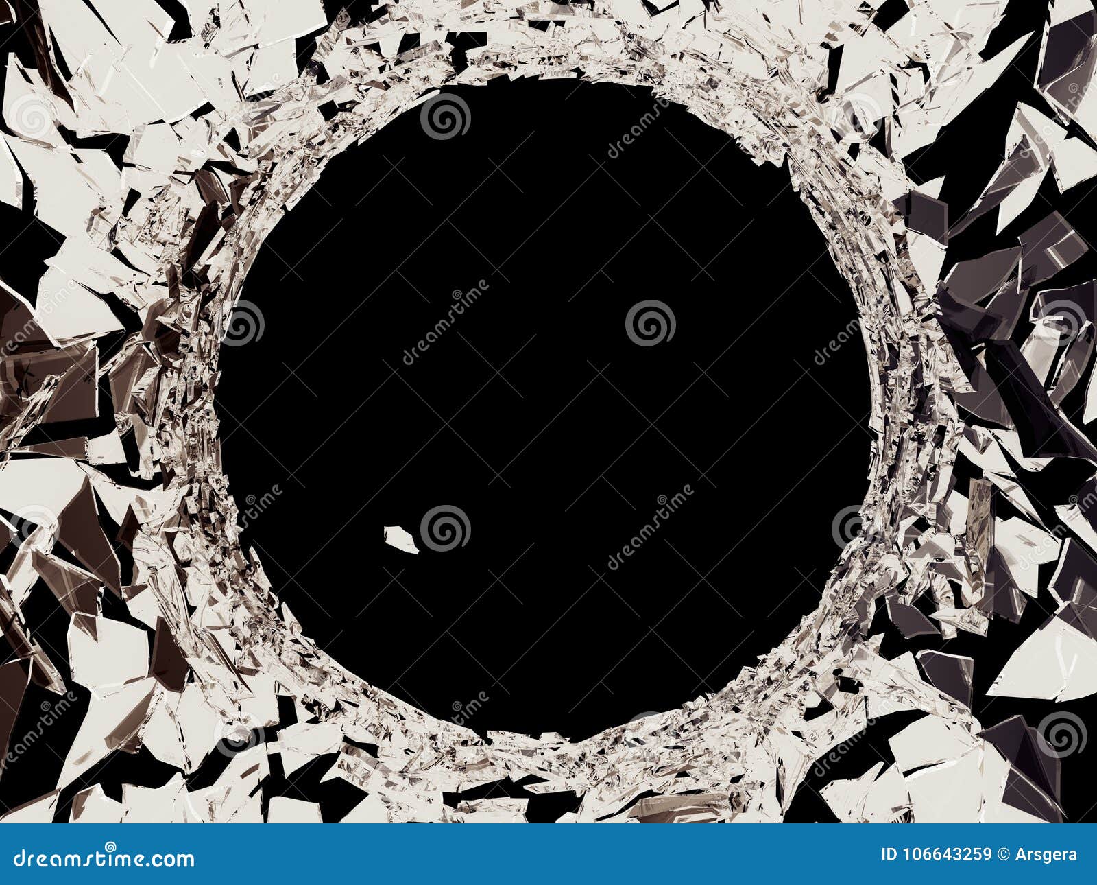 Bullet Hole and Sharp Pieces of Shattered Glass Stock Illustration ...
