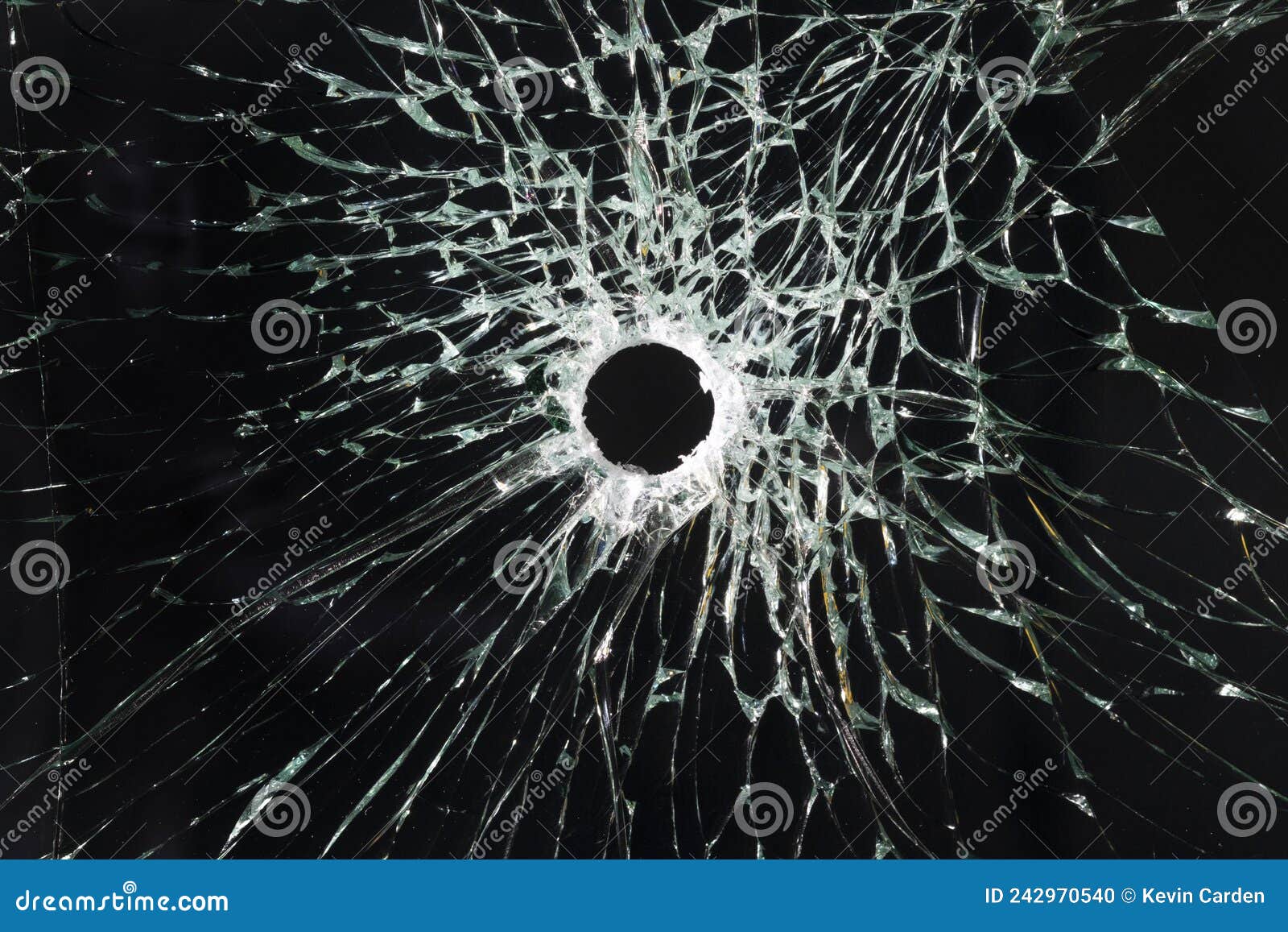 Bullet Hole through Windshield Stock Photo - Image of glass, window ...