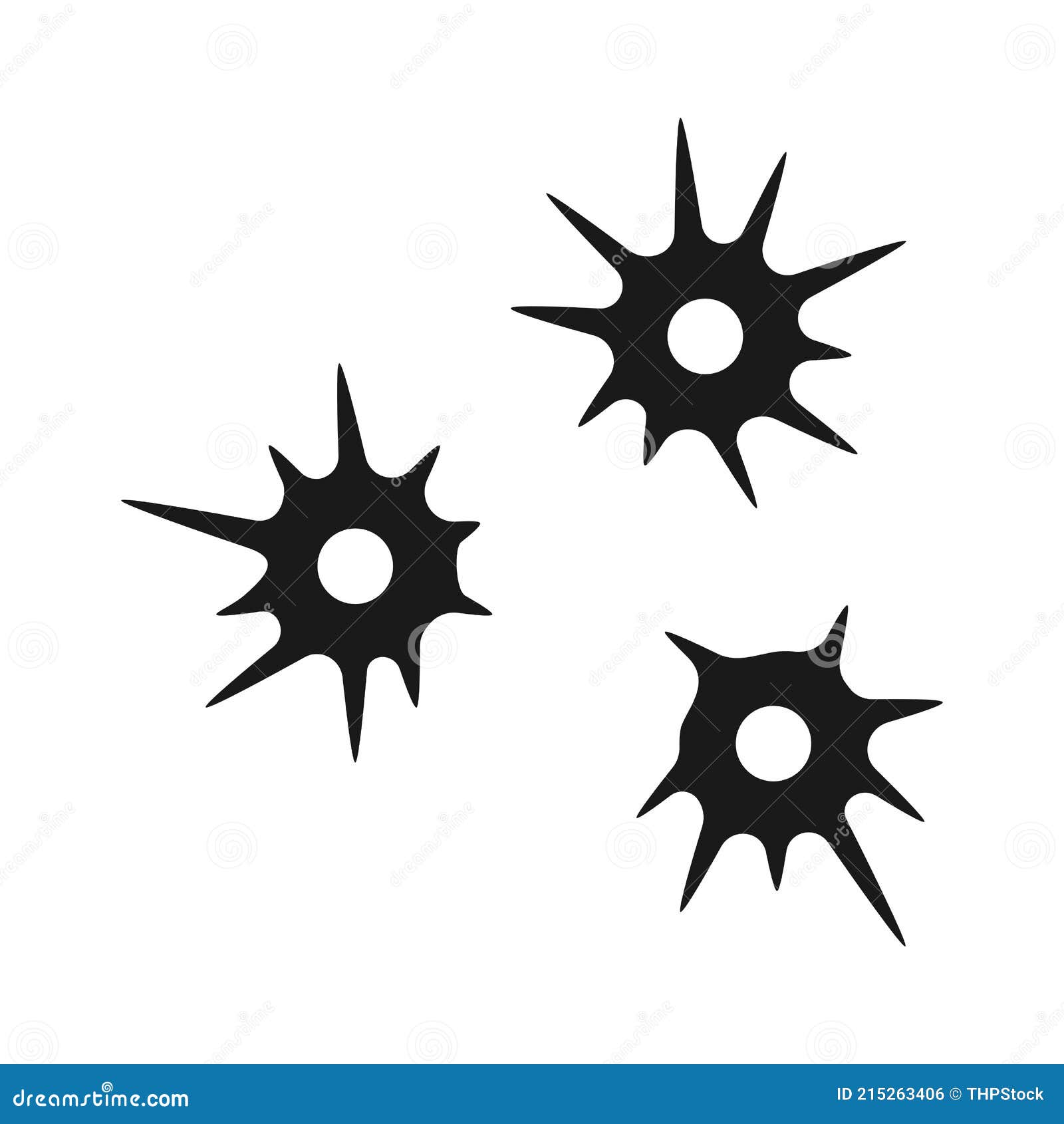 Gunshot Holes. Damaged Broken Dots From Bullets Shooting Cracked Holes ...