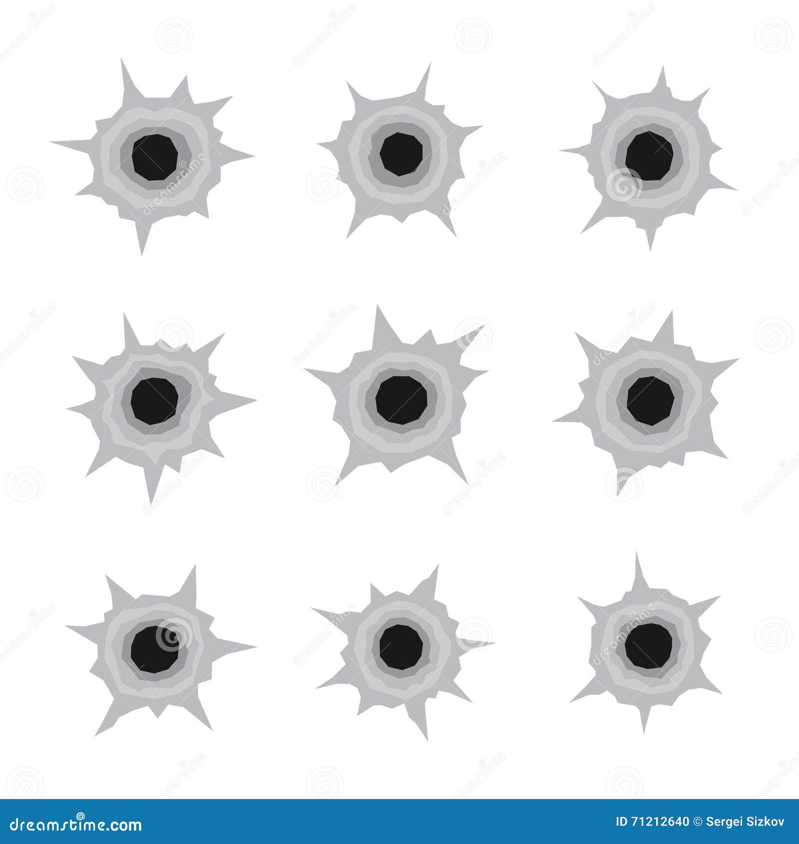 Bullet Holes Set Icons in White Background. Vector Stock Vector ...