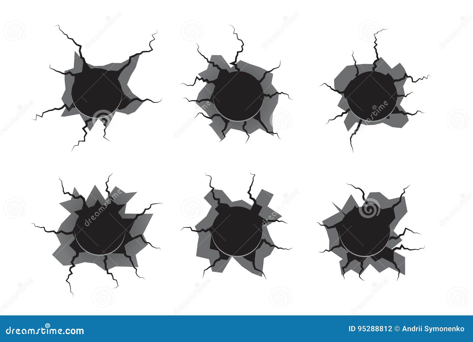 Bullet Holes Set. Vector Illustration Stock Vector - Illustration of ...