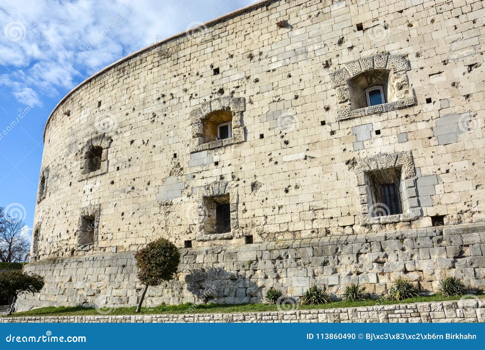 Bullet Holes in the Stone Wall of the Citadel in Budapest Stock Photo ...