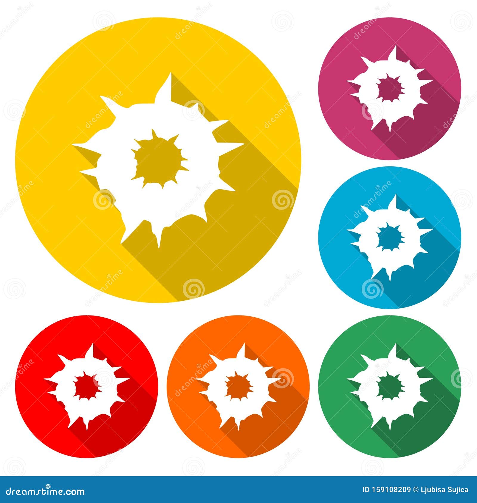 Bullet holes, Vector icon stock vector. Illustration of clip - 159108209
