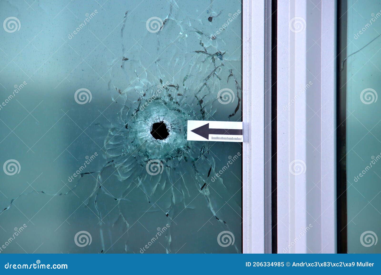 Bullet Holes in Windows, Doors and Wall after Attac Stock Image - Image ...