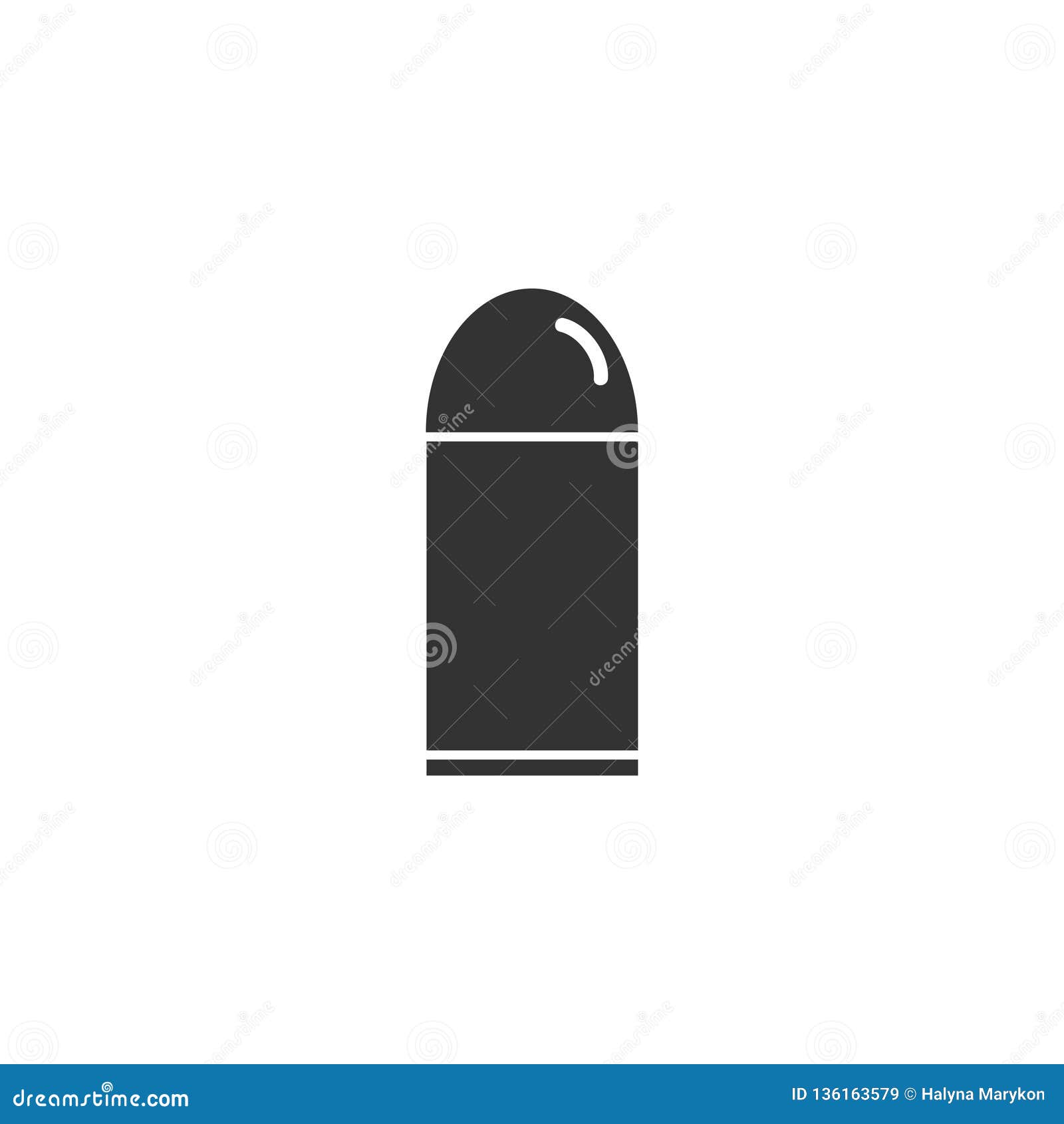 Bullet icon flat stock vector. Illustration of metal - 136163579