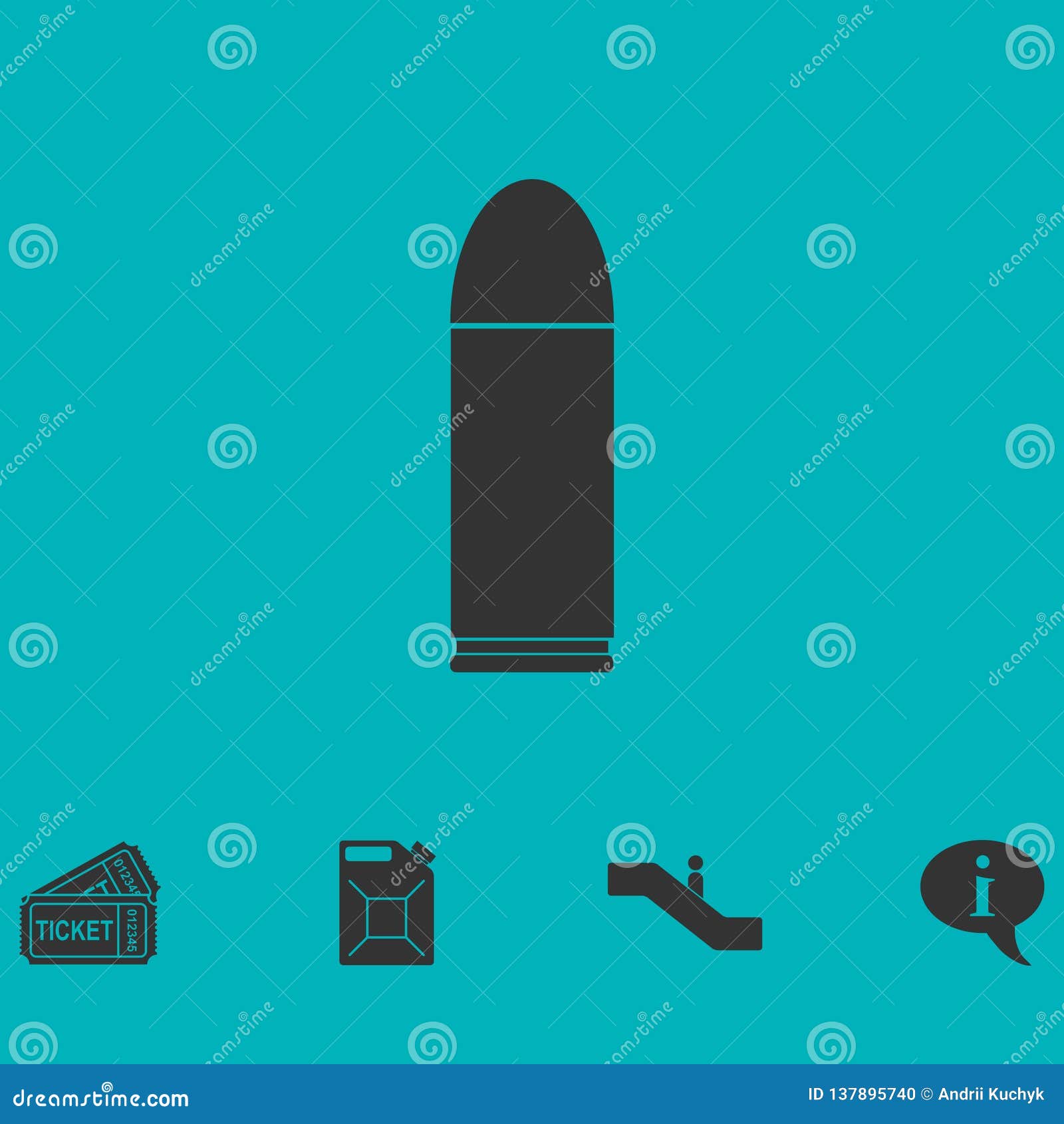 Bullet icon flat stock vector. Illustration of cartridge - 137895740