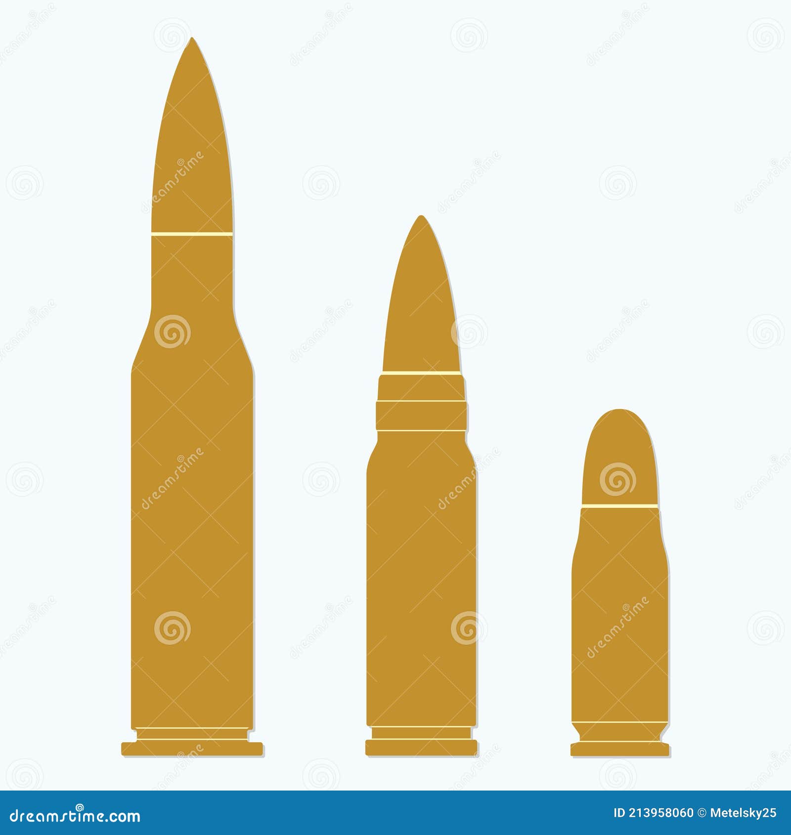 Bullets Of Different Calibers And Materials Isolated On Transparent ...