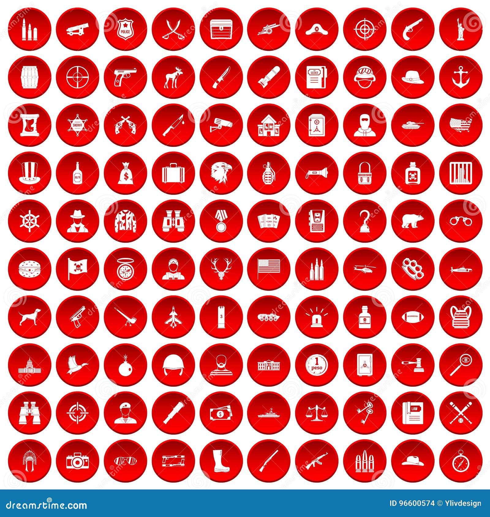 100 bullet icons set red stock vector. Illustration of helicopter ...
