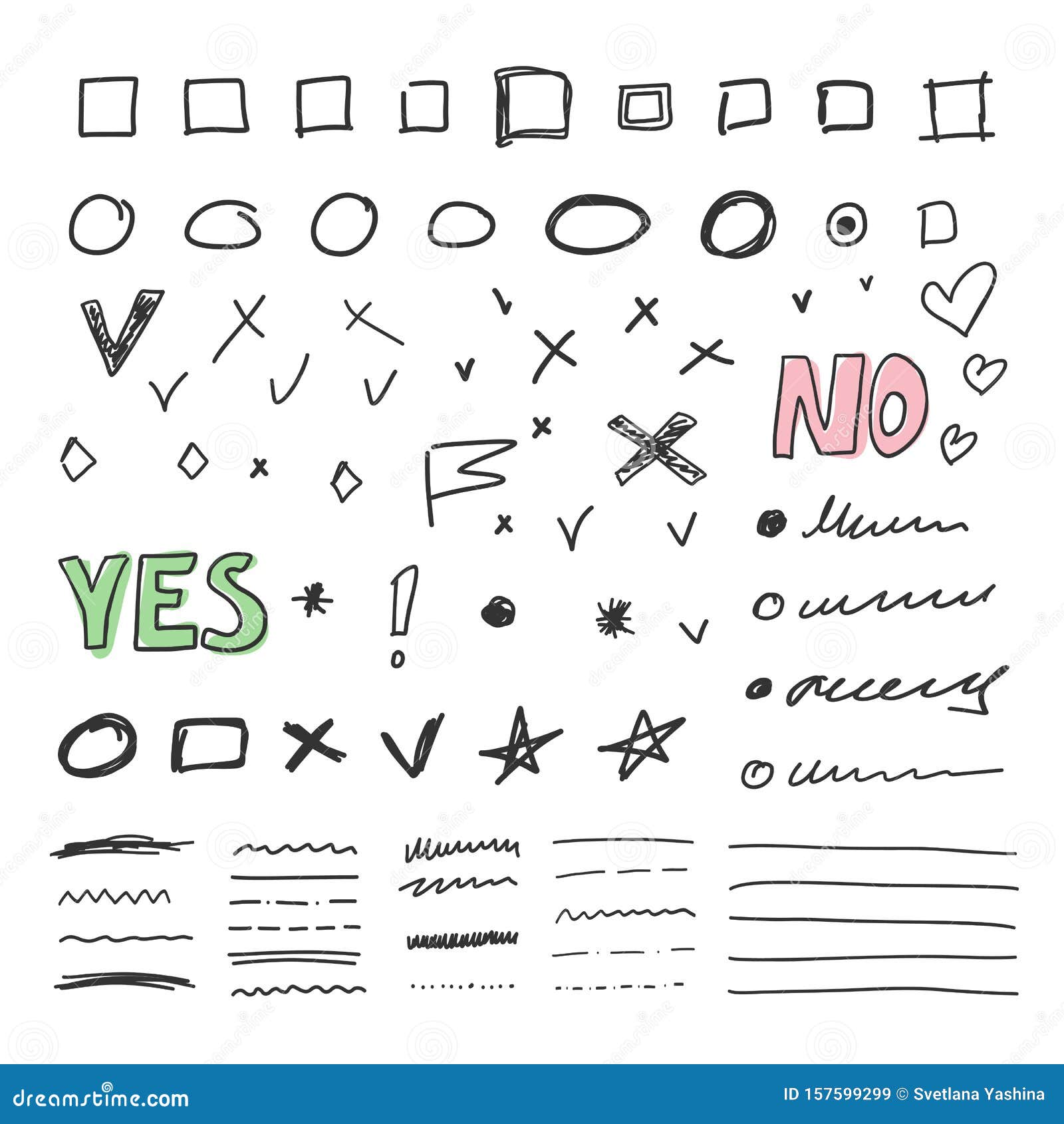 Bullet Journal and Diary Elements Set Isolated on White Background ...