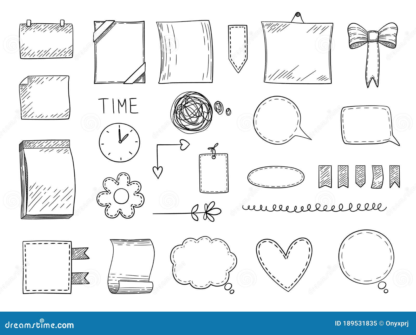 Bullet Journal. Hand Drawn Frames Borders and Dividers Notes Templates ...