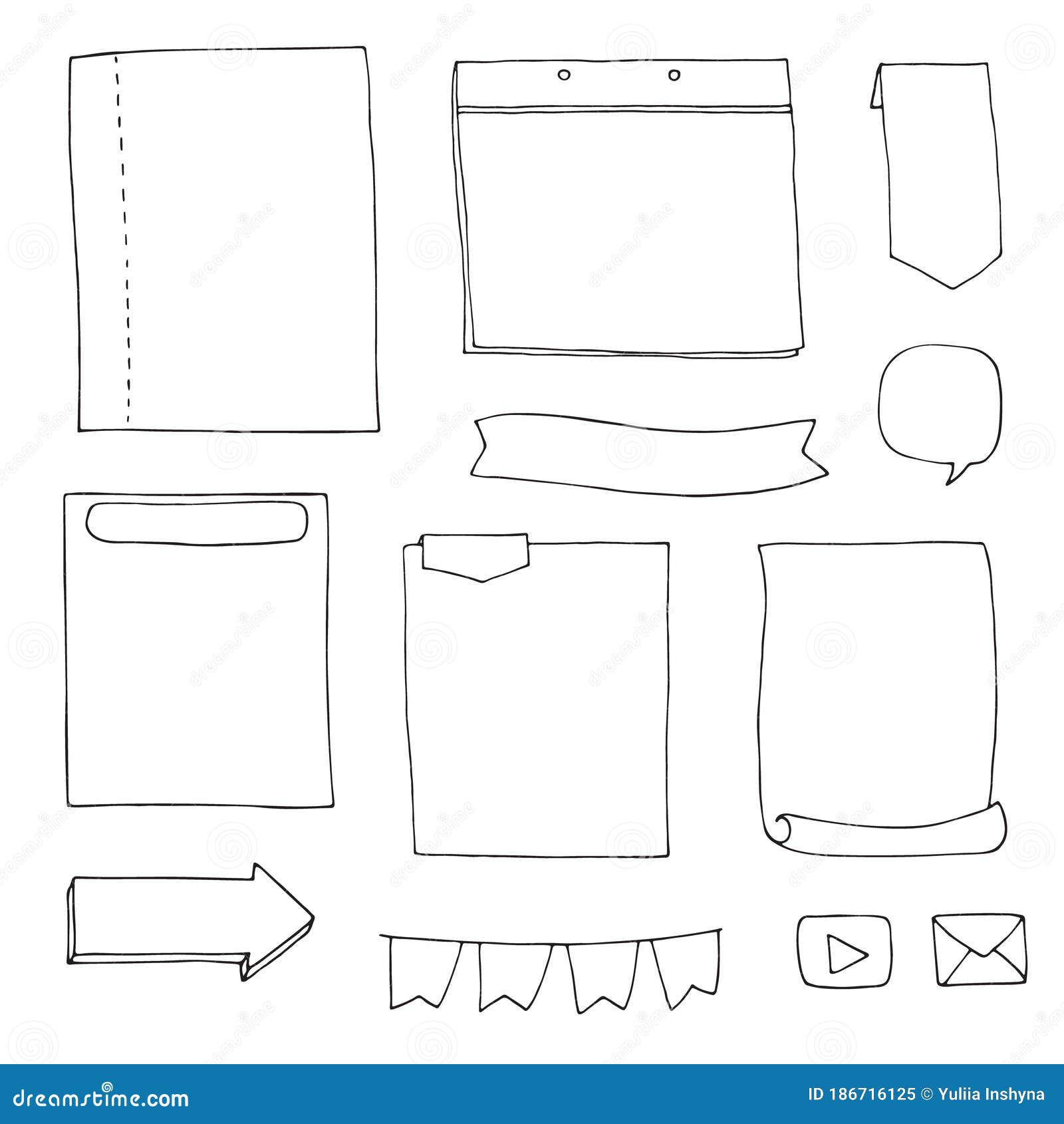 Bullet Journal Hand-drawn Frames Set Stock Vector - Illustration of ...
