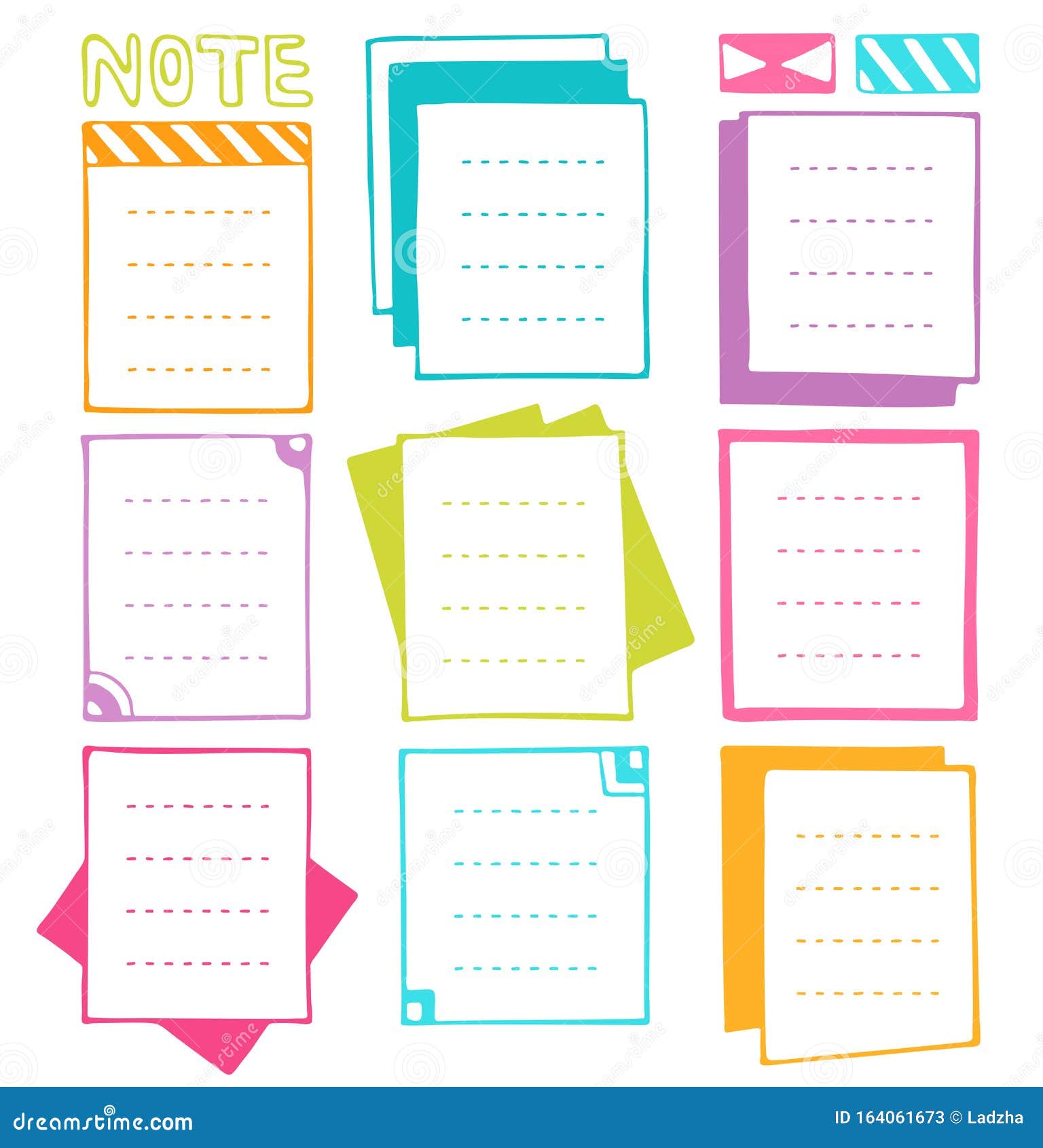 Set of Sketch Stickers, Different Note Papers. Stock Vector ...