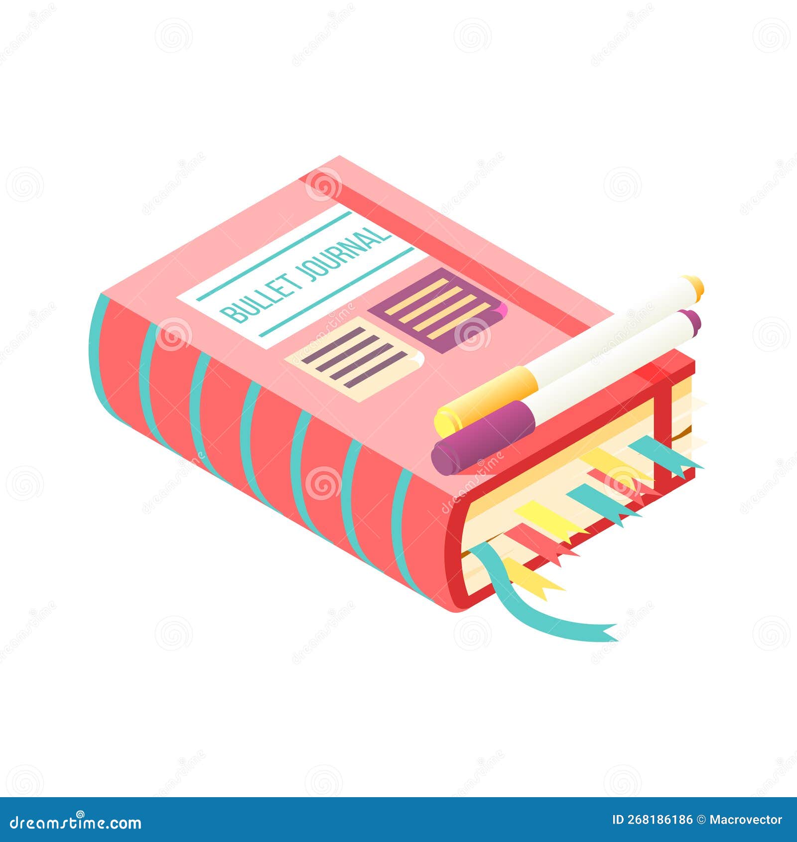 Bullet Journal Isometric Composition Stock Vector - Illustration of ...