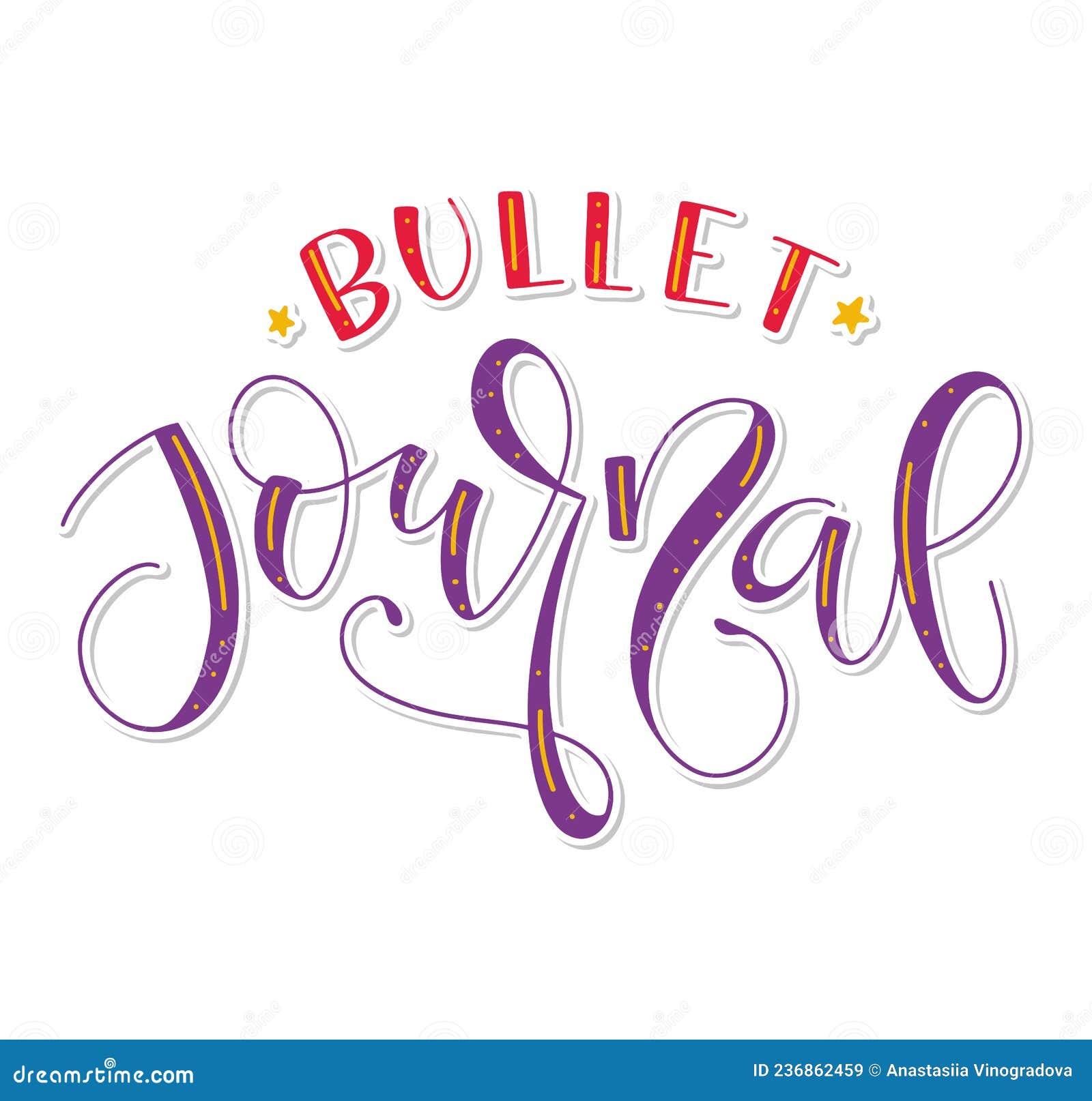 Bullet Journal - Multicolored Calligraphy Isolated on White Background ...