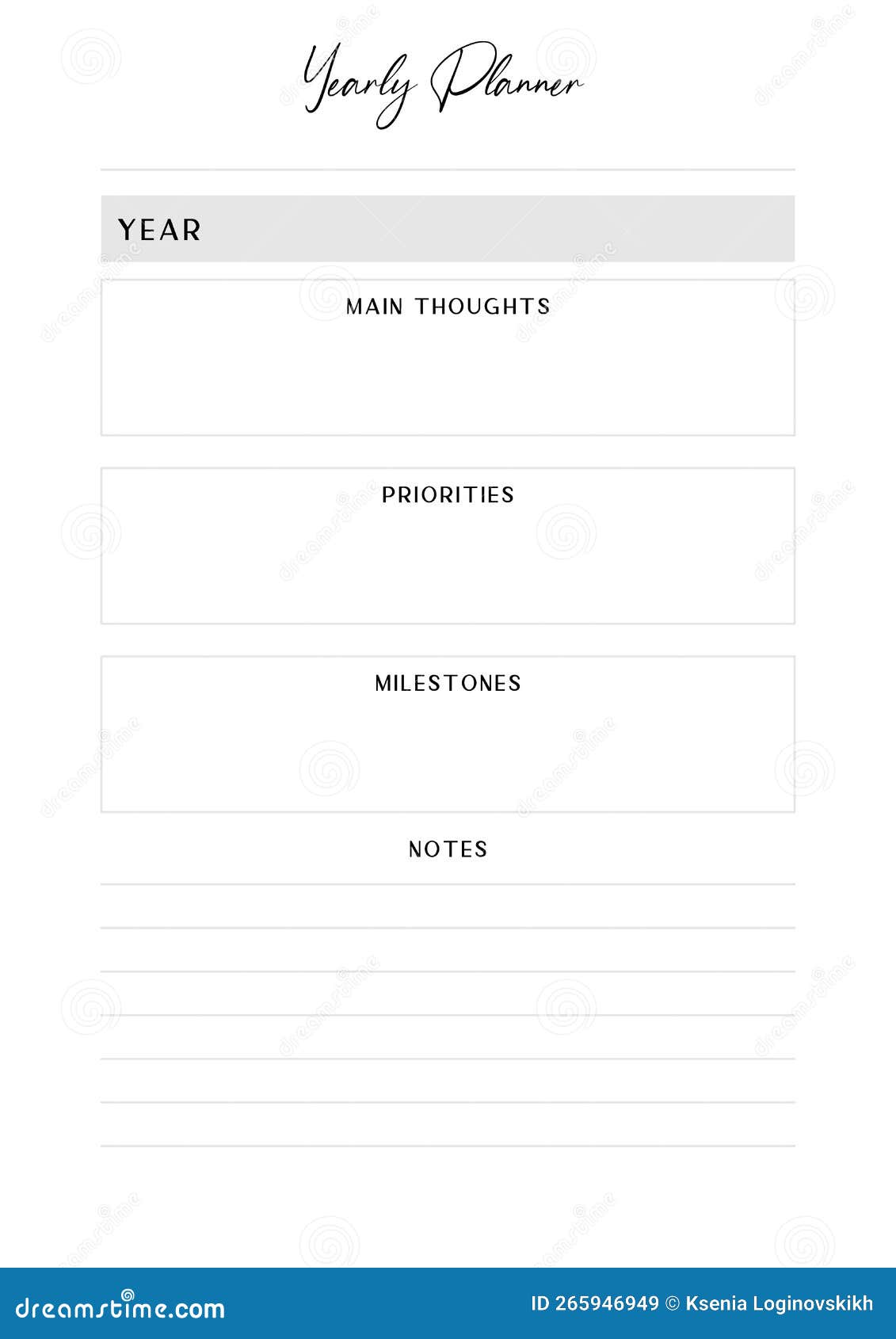 Bullet Journal, Planner, Habits Tracker Printable Template Stock ...