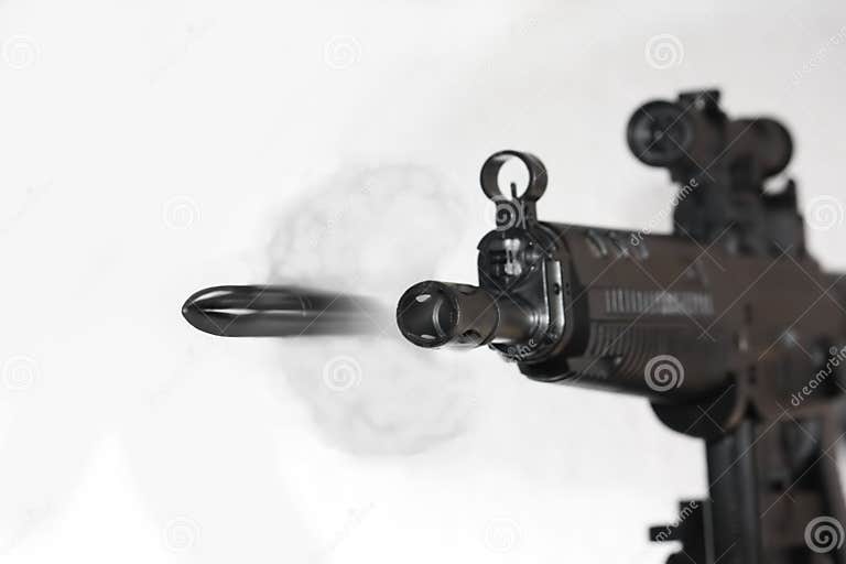 Bullet leaving Gun Barrel stock illustration. Illustration of battle ...