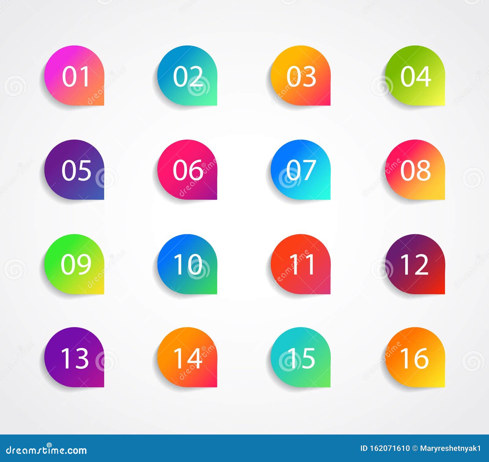 Bullet Marker Icon with Number 1, 3, 4, 5, 7, 9, 10, 12 for Infographic ...