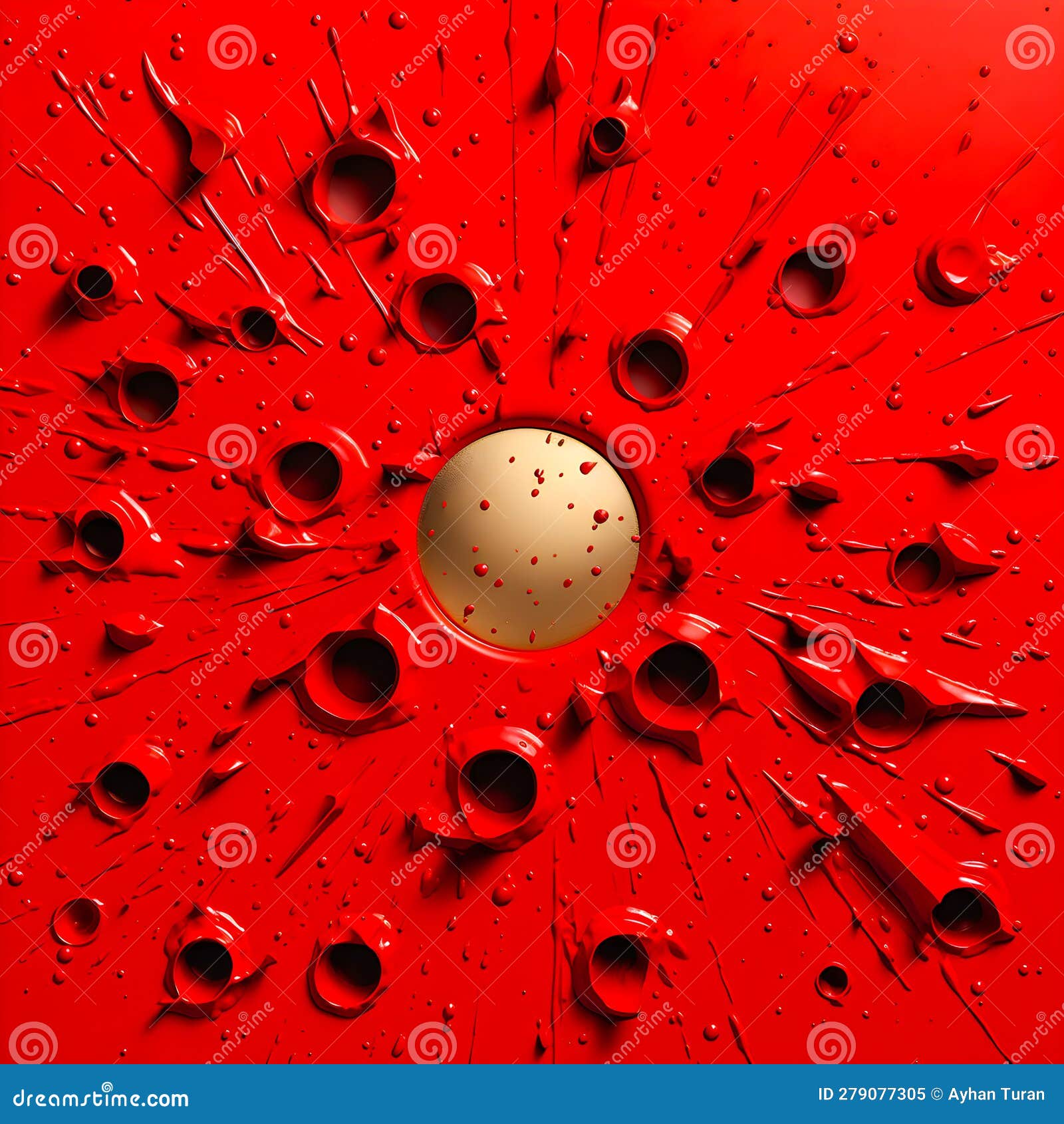 Bullet Marks on the Red Wall . Stock Illustration - Illustration of ...